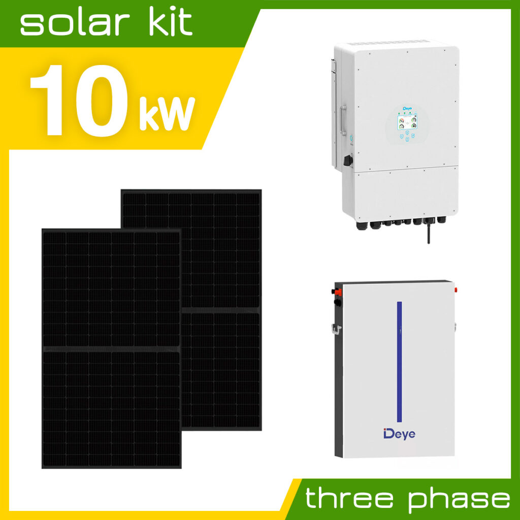 Three phase 10kw solar system with 12.28kWh Deye batteries